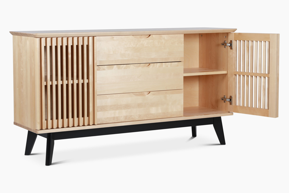 Klassikko-senkki 150 cm koivu-musta - Niemi Design